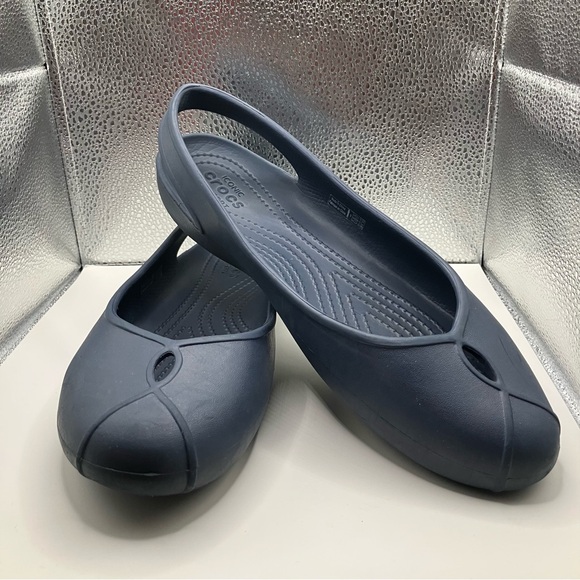 CROCS | Shoes | Crocs Slingback Ballet Flats Closed Toe Navy Blue 9 ...